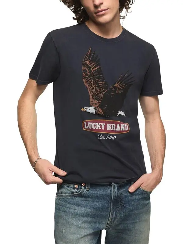 Lucky Brand Eagle Cotton Graphic T-shirt - Total Eclipse