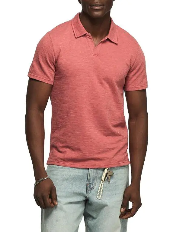 Lucky Brand Johnny Collar Slub Jacquard Polo - Cowhide