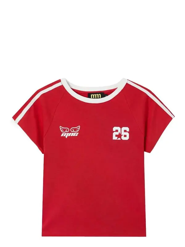 MINI CREAM Logo Print Raglan T-shirt - Red