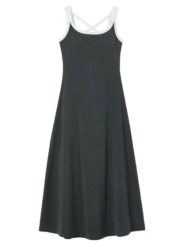 B+AB Charcoal Criss-cross Strap Midi Dress - Grey
