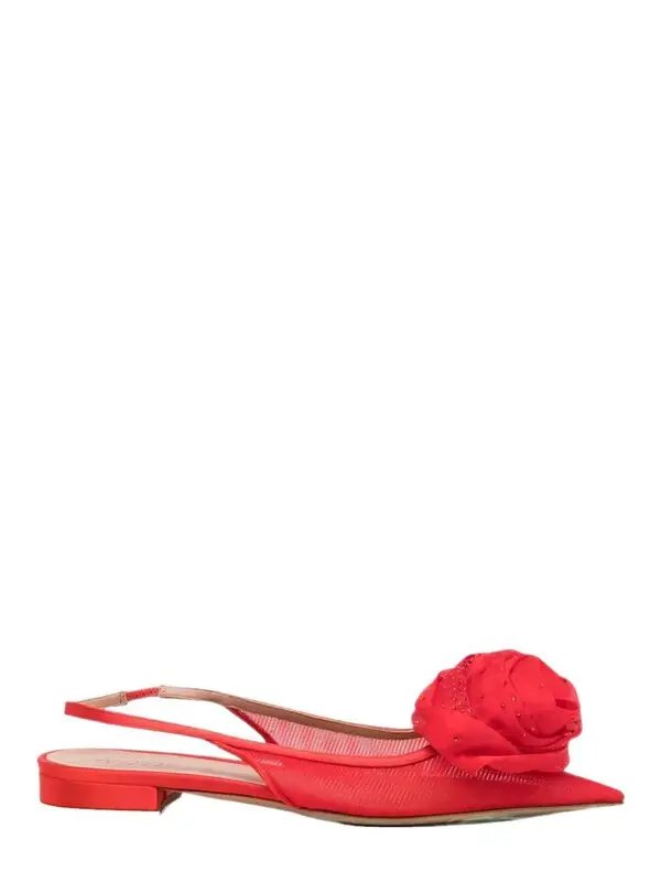 GEDEBE Floral Appliqué Slingback Shoes - Red