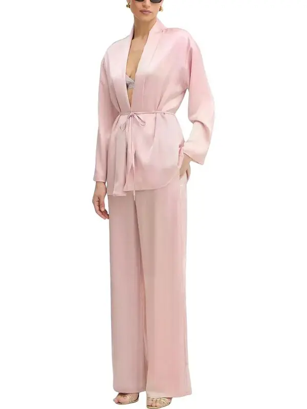 FRACOMINA Satin Palazzo Trousers - Pink