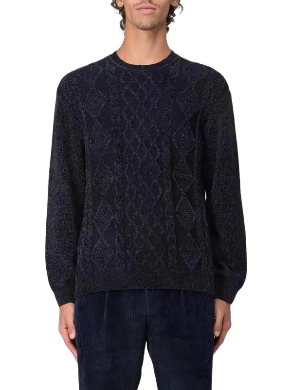 Emporio Armani Cable-knit Diamond Pattern Sweater - Blue