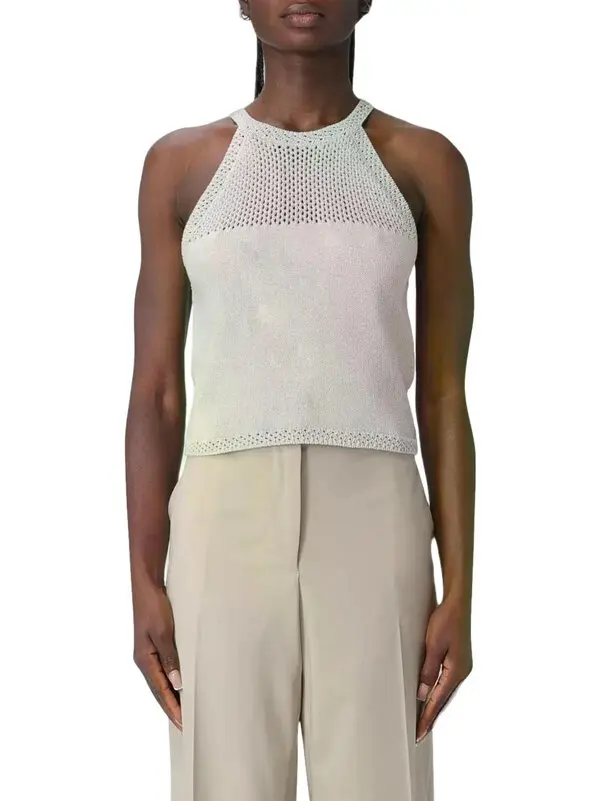 Emporio Armani Halterneck Open-knit Top - Grey