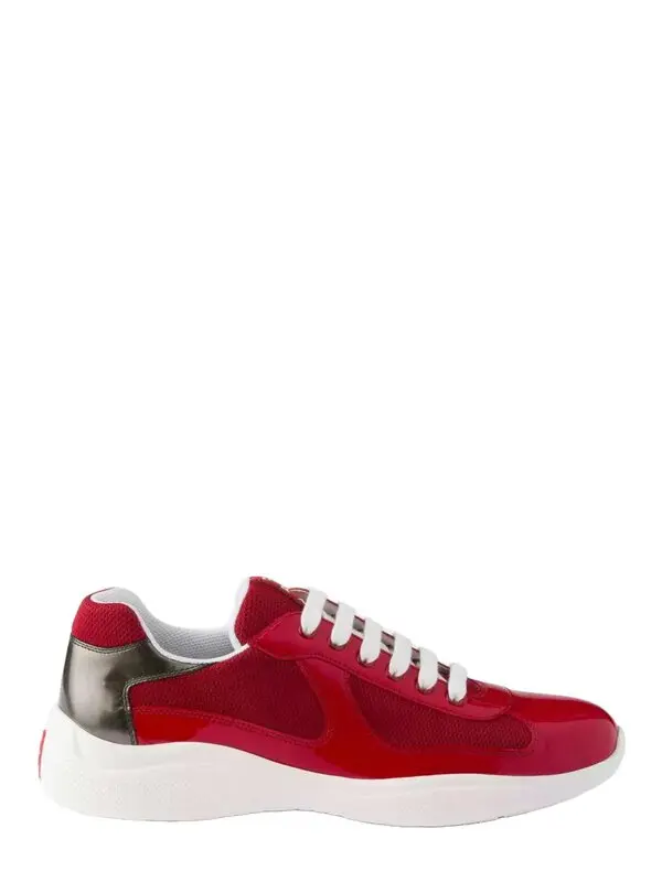 Prada America's Cup Patent Leather And Technical Fabric Sneakers - Red