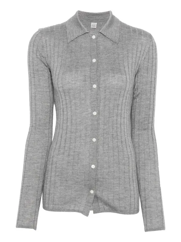 TOTEME Ribbed Knit Cardigan - Grey