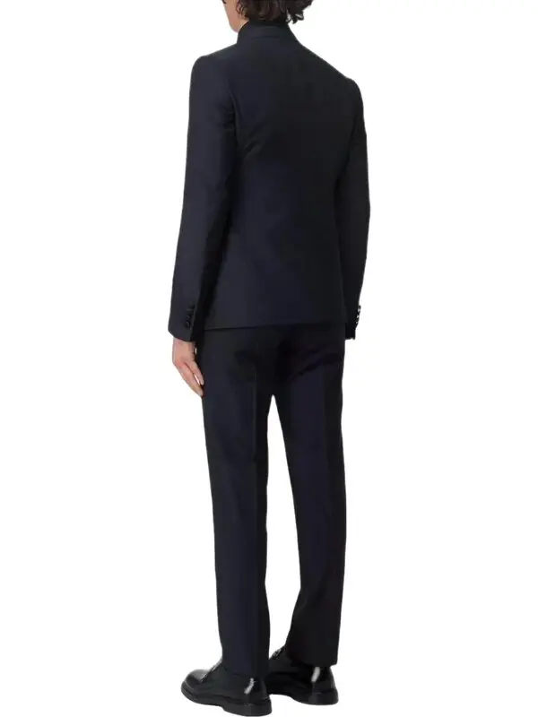 Emporio Armani Double-breasted Virgin-wool Suit - Black