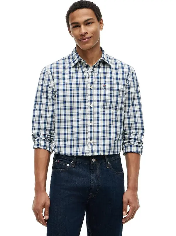 Tommy Hilfiger Regular Fit Check Dobby Pocket Shirt - Optic White Multi