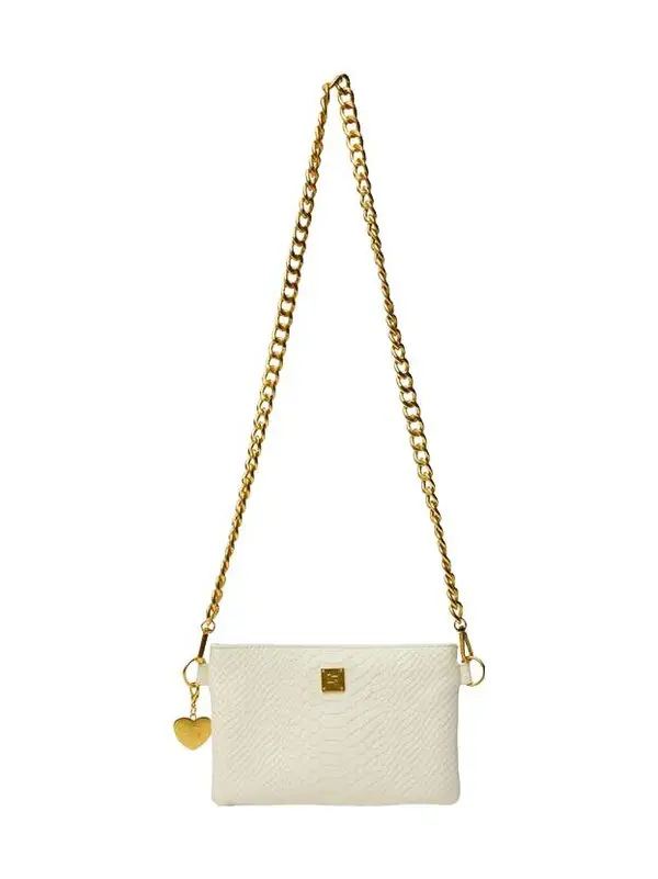 THINK ROYLN Quilted Leather Crossbody Bag With Chain Strap - Cream Python Leather