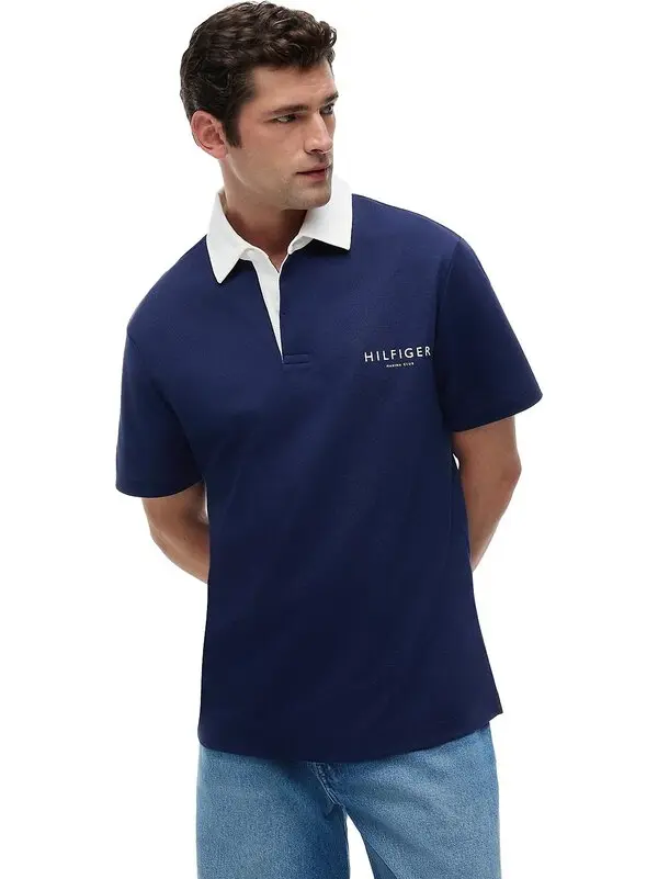 Tommy Hilfiger Classic Fit Wicking Rugby Polo - Light Navy