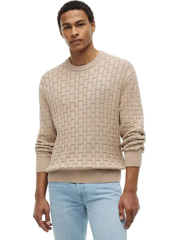 Tommy Hilfiger Relaxed Fit Crewneck Sweater In Textured Rib-knit - Batique Khaki