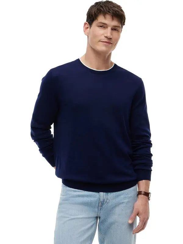 Tommy Hilfiger Regular Fit Tipped Crewneck Sweater - Light Navy