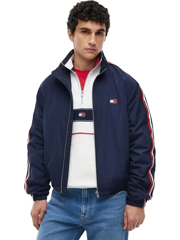 Tommy Hilfiger Zip-up Jacket With Logo Tape Trim - Navy