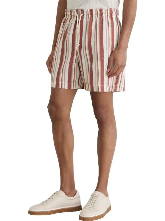 REISS Striped Drawstring Shorts - Red/stone