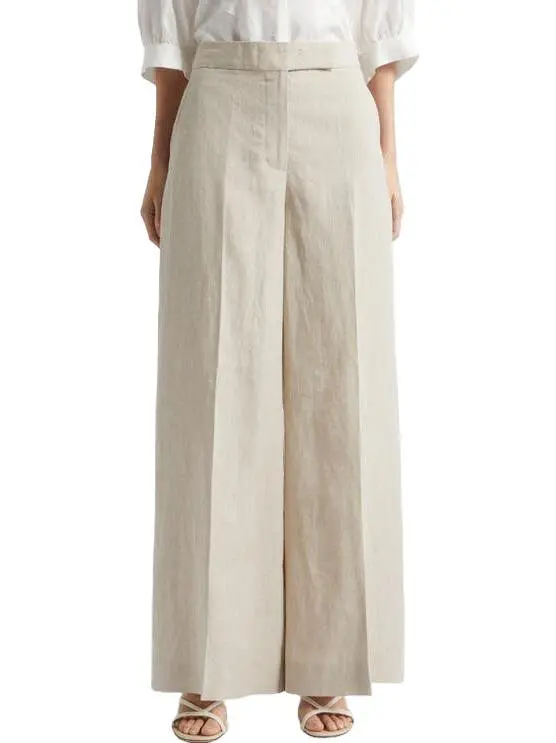 REISS Kit Wide Leg Linen Trousers - Neutral