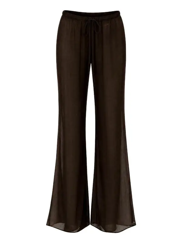 CONCEPT A TROIS Espresso Chiffon Flared Pants - Brown