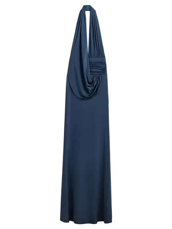 NOCTURNE Draped Halter Neck Maxi Dress - Blue
