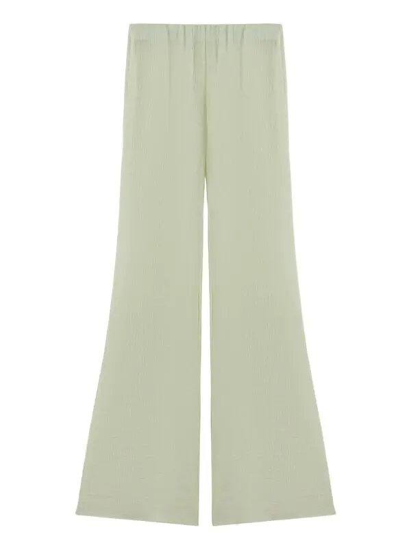NOCTURNE High-waist Flare Trousers In Ribbed Knit - Yellow
