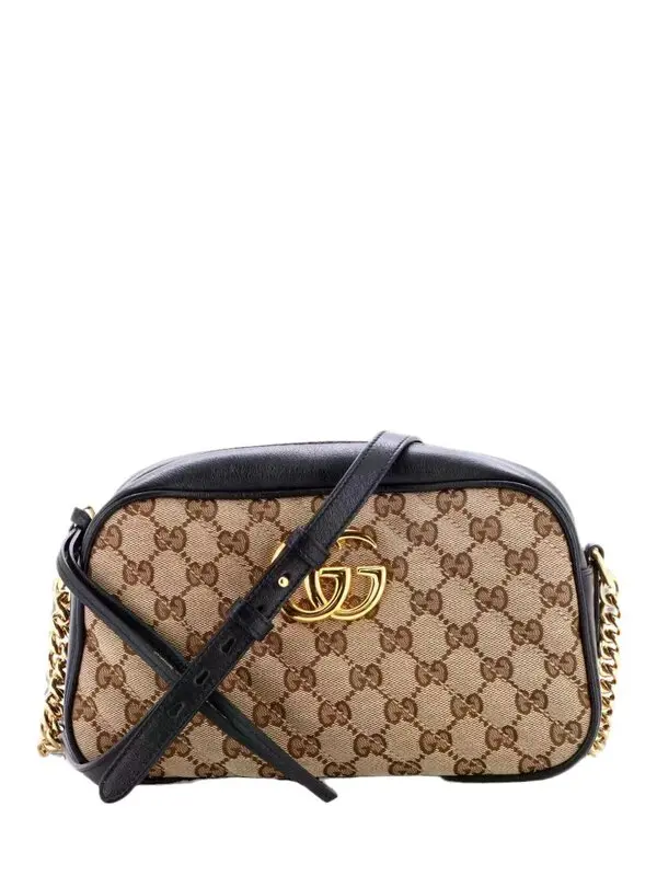 Gucci Gg Marmont Diagonal Quilted Canvas And Leather Small Crossbody Bag - Brown