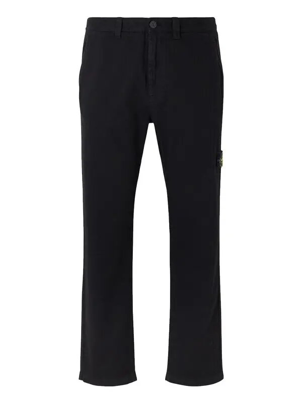 Stone Island Straight-leg Cotton Trousers - Black