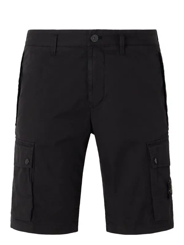 Stone Island Straight-leg Cotton-blend Twill Cargo Shorts - Black