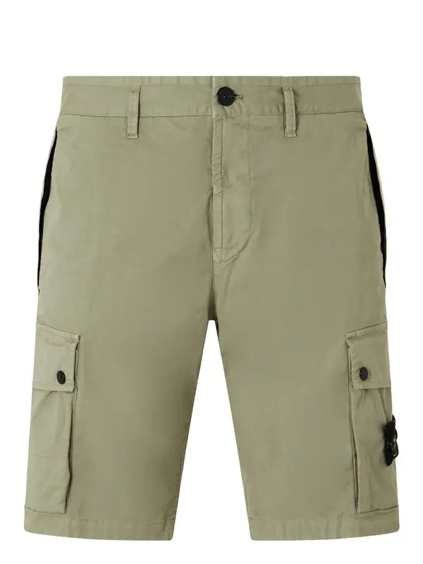 Stone Island Straight-leg Cotton-blend Twill Cargo Shorts - Green
