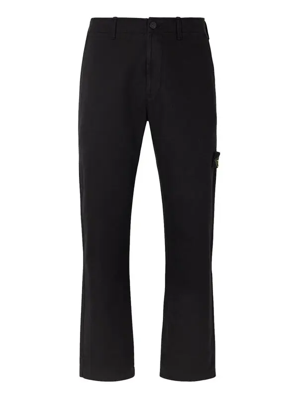 Stone Island Straight-leg Cotton Trousers - Black