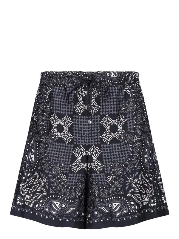 Amiri Ma Check Silk Shorts - Black