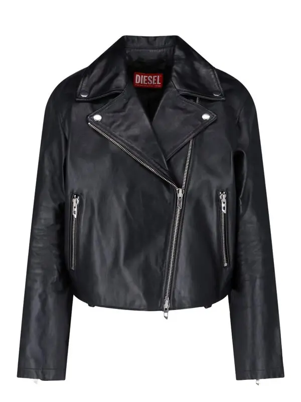 DIESEL® L-unatic Leather Biker Jacket - Black