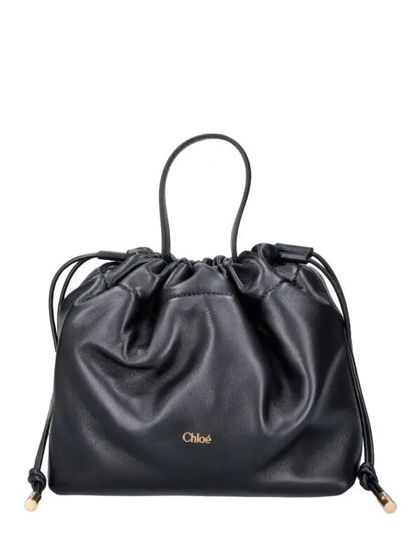 Chloé Small Lambskin Shoulder Bag With Gold Tone Chain And Logo Charms - Black