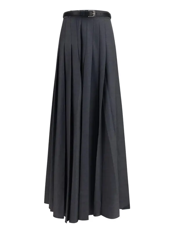 SELF-PORTRAIT Pleated Maxi Skirt - Grey