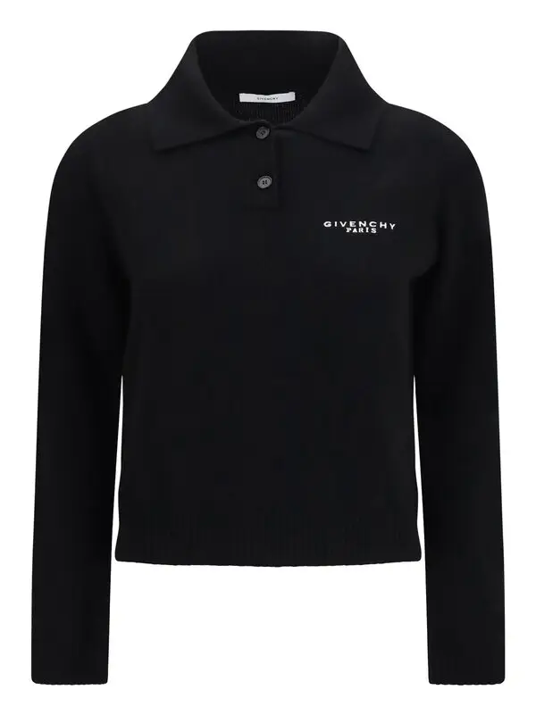 Givenchy Wool And Cashmere Polo Sweater - Black