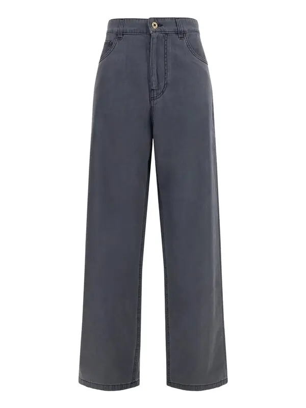 Miu Miu Cotton Jeans With Embroidered Logo - Black