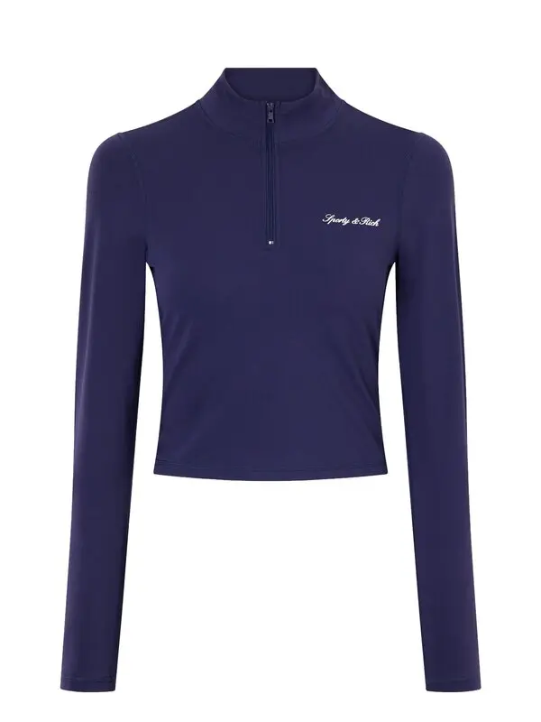 Sporty & Rich Cropped Half-zip Jacket - Blue