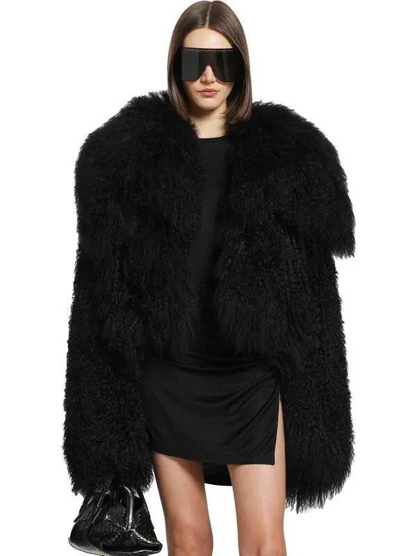 Attico Shearling Bomber Jacket - Black
