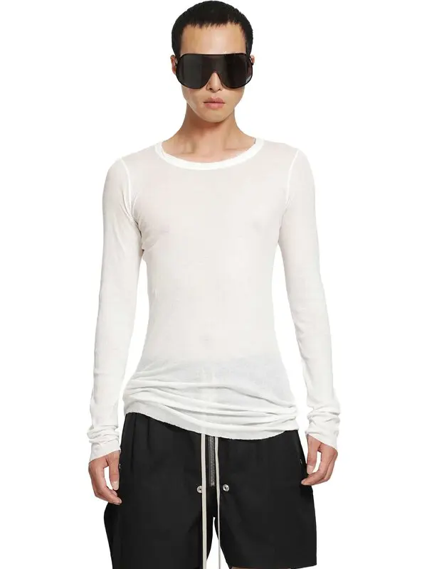 Rick Owens Tower Rib Ls T - White