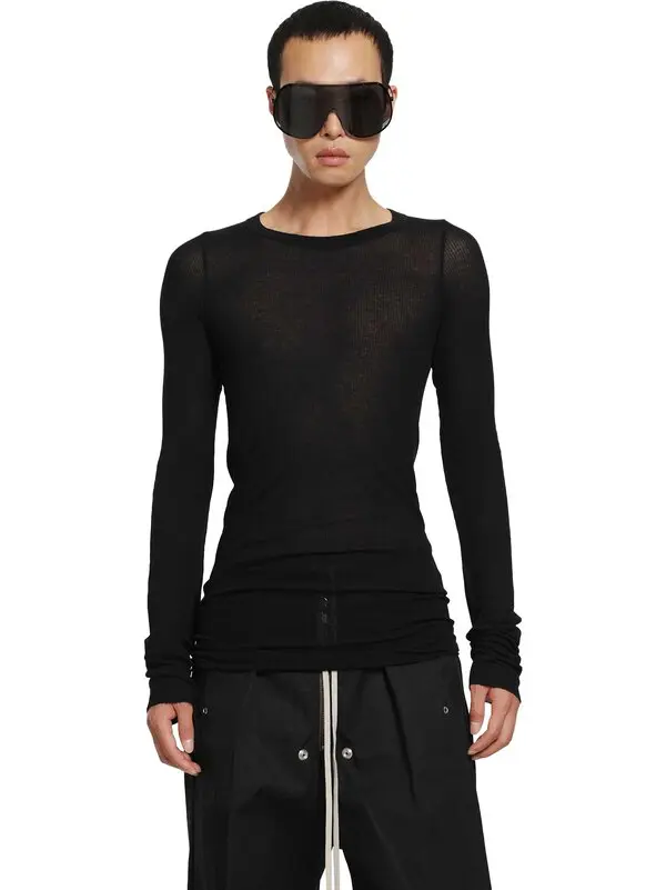 Rick Owens Tower Rib Ls T - Black