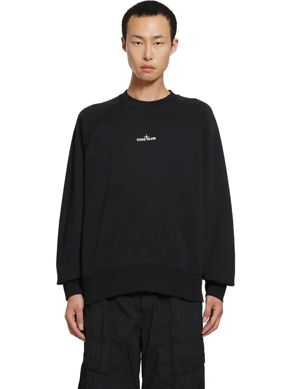 Stone Island Crewneck Sweatshirt With Graphic Logo - Black