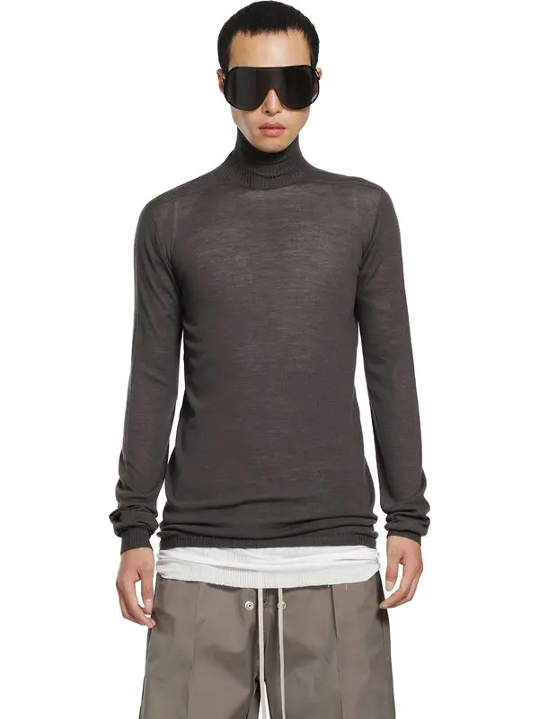 Rick Owens Darkdust Lightweight Rasato Knit Turtleneck - Brown