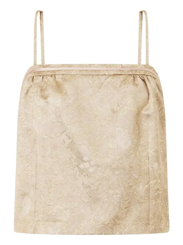 Saint Laurent Metallic Floral-jacquard Tank Top - Neutrals