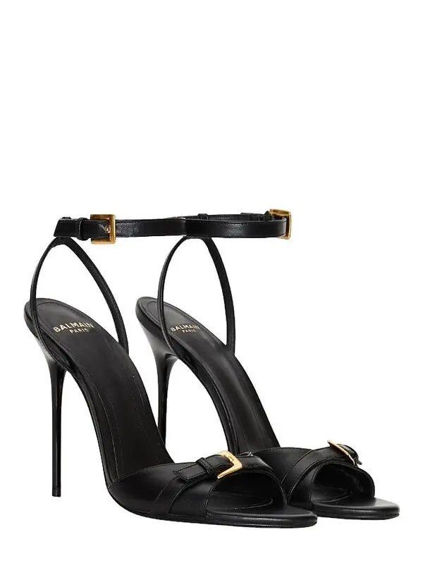 Balmain Anthem Leather Sandals With Buckle Detail - Black