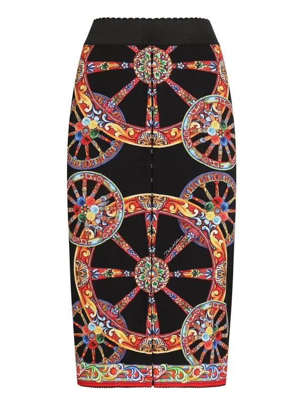 Dolce & Gabbana Carretto-print Charmeuse Long Skirt - Multicolor