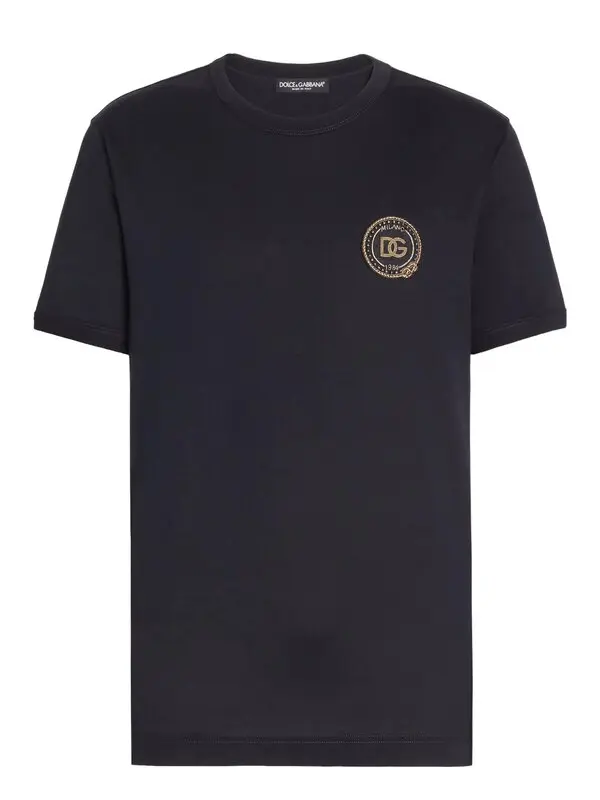 Dolce & Gabbana Cotton T-shirt With Patch - Blue