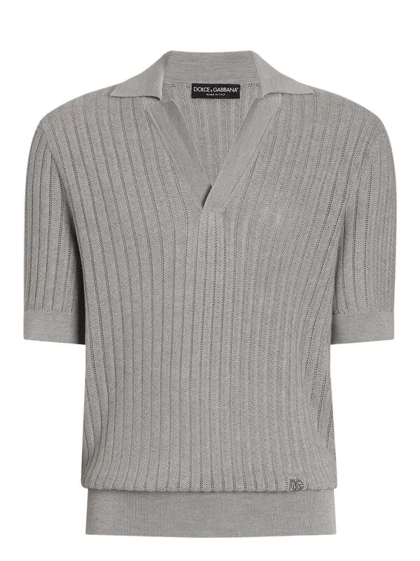 Dolce & Gabbana Silk Polo Shirt - Grey