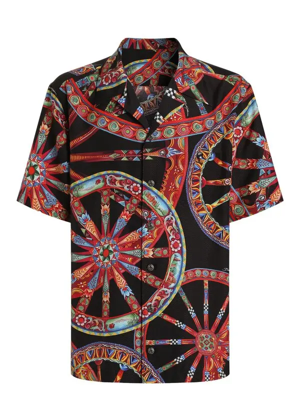 Dolce & Gabbana Carretto-print Hawaii Silk Jacquard Shirt - Multicolor