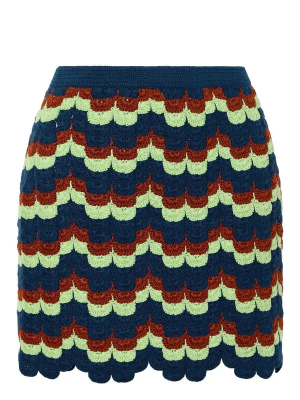 Escvdo Alba Crocheted Cotton Mini Skirt - Blue
