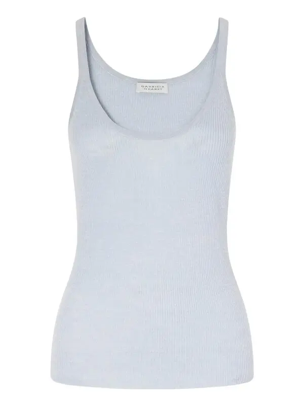 Gabriela Hearst Cinxia Ribbed Cashmere, Silk, And Hemp Blend Tank - Blue