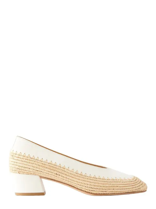 Gabriela Hearst Strength' Raffia And Suede Block Heel Pumps - Neutrals