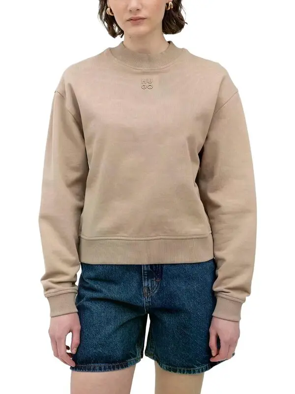 Hugo Logo-embroidered Mock Neck Sweater - Neutrals