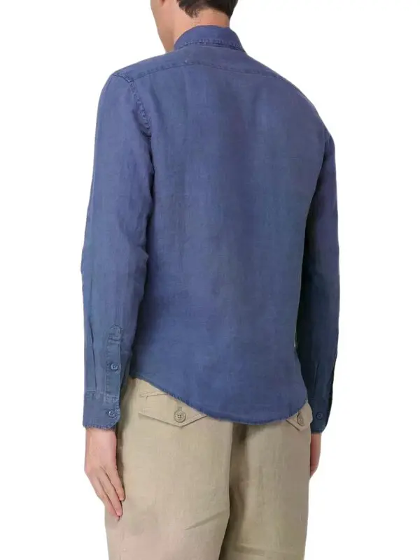 BLAUER. Linen Chest-pocket Shirt - Blue